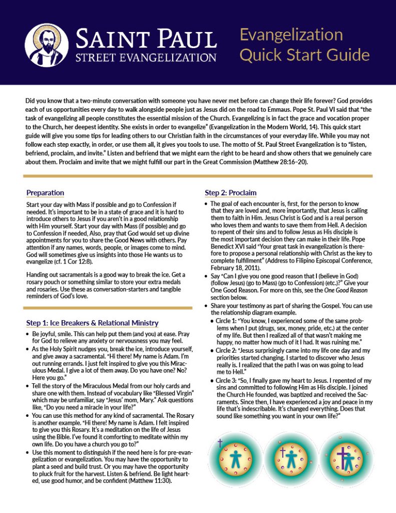Evangelization Quick Start Guide – St. Paul Street Evangelization