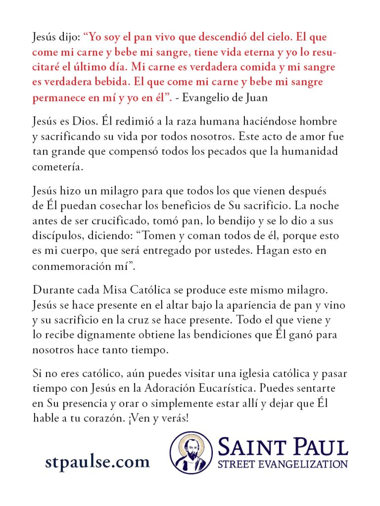 Holy Cards – Eucharist – Monstrance – Spanish (50 Pack) – St. Paul ...